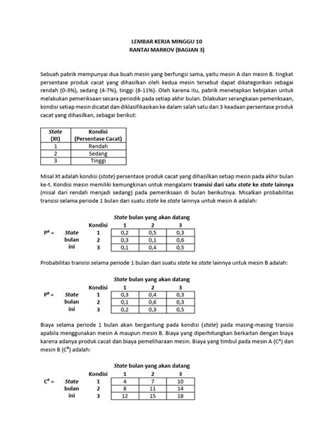 10 Lembar Kerja Rantai Markov Bagian 3 Pdf