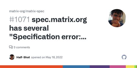 Has Several Specification Error Example Invalid Or Not Present Errors