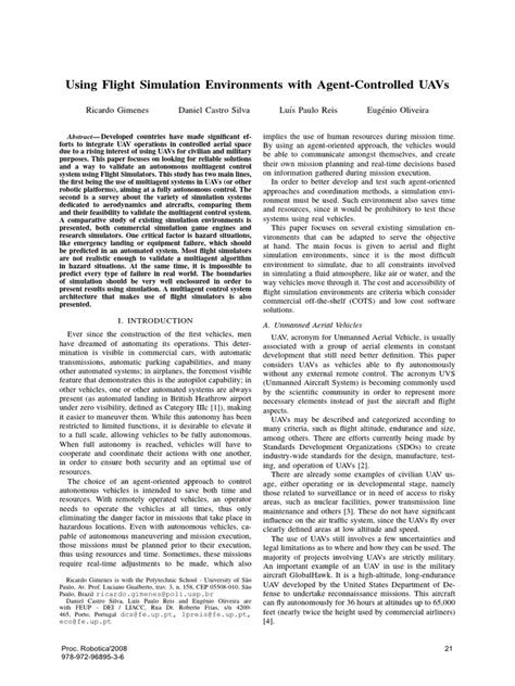 using flight simulation environments with agent controlled uavs pdf