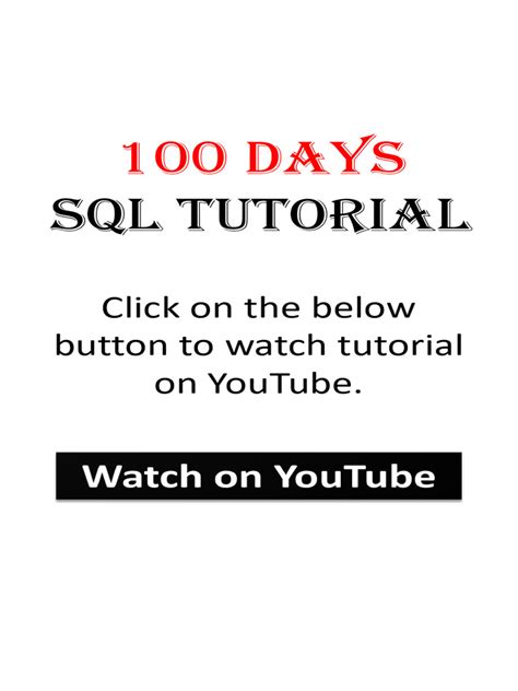 100 Days Sql Tutorial Pdf Relational Database Table Database
