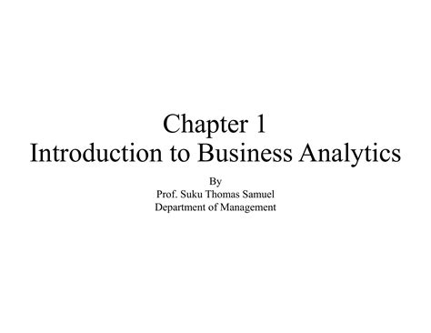 Introduction To Business Analytics Pdf