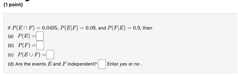 Solved If P EF P EF And P FE Then Chegg Com