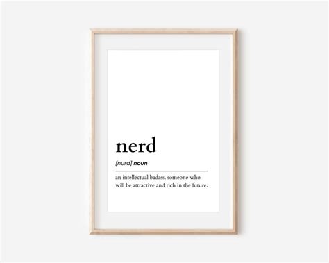 Nerd Definition Print Printable Wall Art Digital Download Print Nerd
