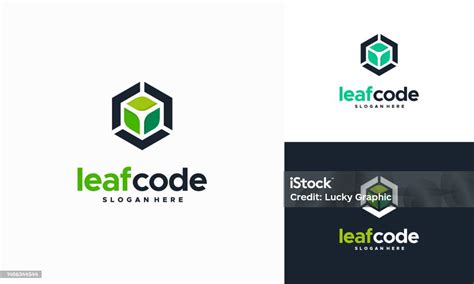 녹색 코드 리프 기호 디자인 프로그래밍 코드 기호 템플릿입니다 에코 테크 심볼 템플릿 디자인 벡터 개념에 대한 스톡 벡터 아트