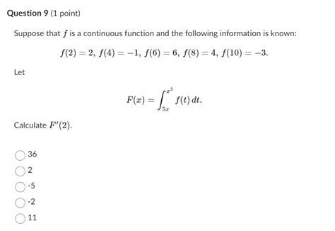 Solved Suppose That F Is A Continuous Function And The Chegg