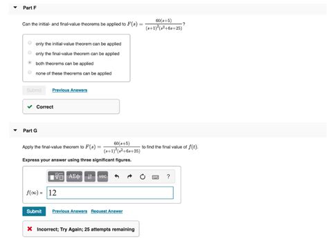 solved part f 60 s 5 can the initial and final value