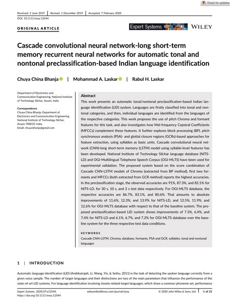 PDF Cascade Convolutional Neural Networklong Shortterm Memory Recurrent Neural Networks For
