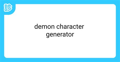 Demon Character Generator