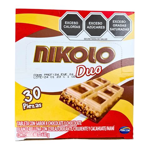 Chocolate Nikolo Duo 30pz Arcor Dulcerías Y Abarroteras Vázquez