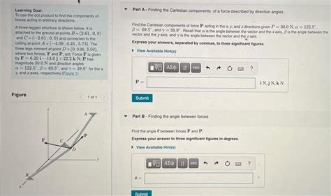 solved part a finding the cartesian components of a force