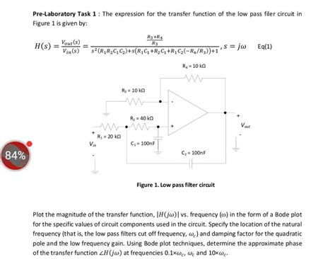 Solved Pre Laboratory Task The Expression For The Transfer Chegg Com