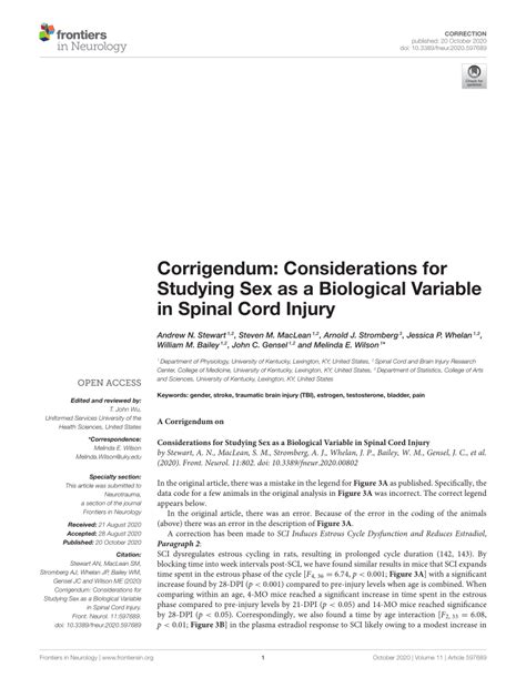 Pdf Corrigendum Considerations For Studying Sex As A Biological