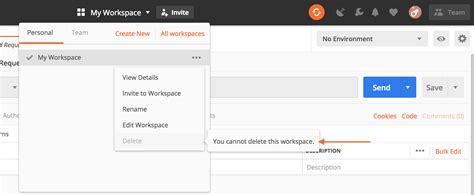 Notification As To Why The Default Team Workspace Cannot Be Deleted
