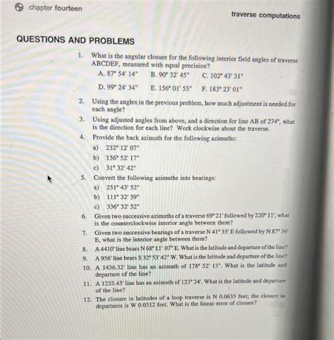 Solved 1 What Is The Angular Closure For The Following Chegg