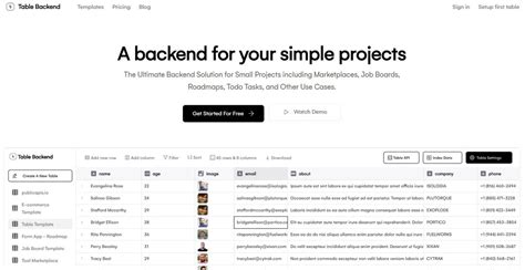 table backend a backend for your simple projects steemhunt