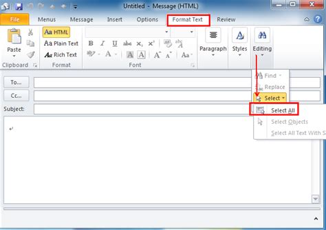 Where Is Select All In Microsoft Outlook And