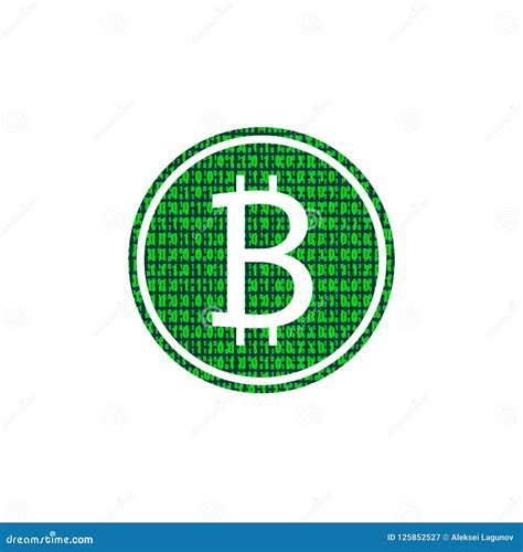 Vector Green Bitcoin Icon Matrix Data Binary Code Texture Stock