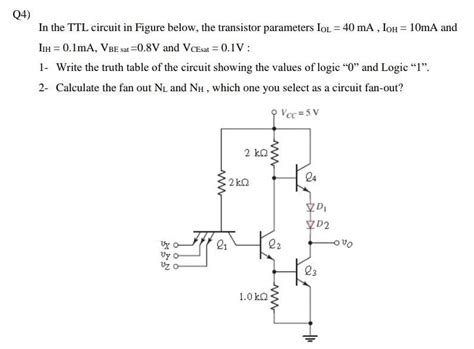 Solved In The TTL Circuit In Figure Below The Transistor Chegg Com