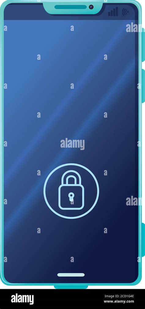 Front View Realistic Smartphone Mockup With Padlock Security In White