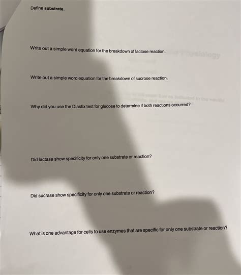 Solved Define Substratewrite Out A Simple Word Equation For
