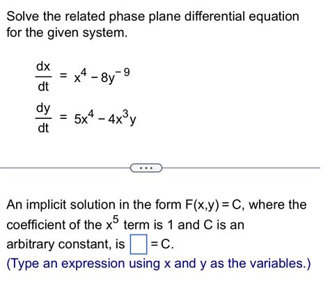 Solve The Related Phase Plane Differential Equation