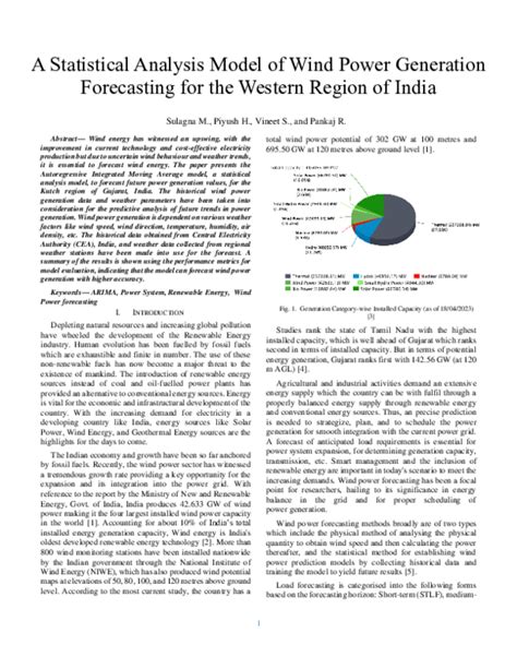 Pdf A Statistical Analysis Model Of Wind Power Generation Forecasting For Western Region Of India