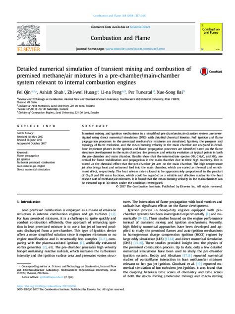 Pdf Detailed Numerical Simulation Of Transient Mixing And Combustion Of Premixed Methaneair