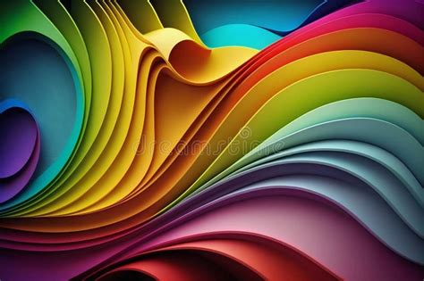 Abstract Rainbow Colorful Smooth Wave Lines Background Generative Ai