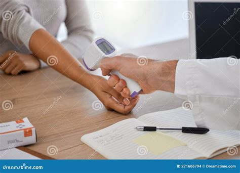Covid Thermometer Hands And Doctor Temperature Check For Healthcare