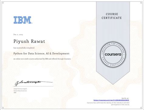 Piyush Rawat On Linkedin Python Datascience Ai Development Coursera Ibm Learningjourney