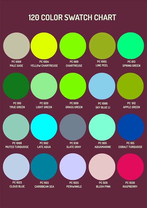 120 Color Swatch Chart Digital Printable 120 Color Sw Vrogue Co