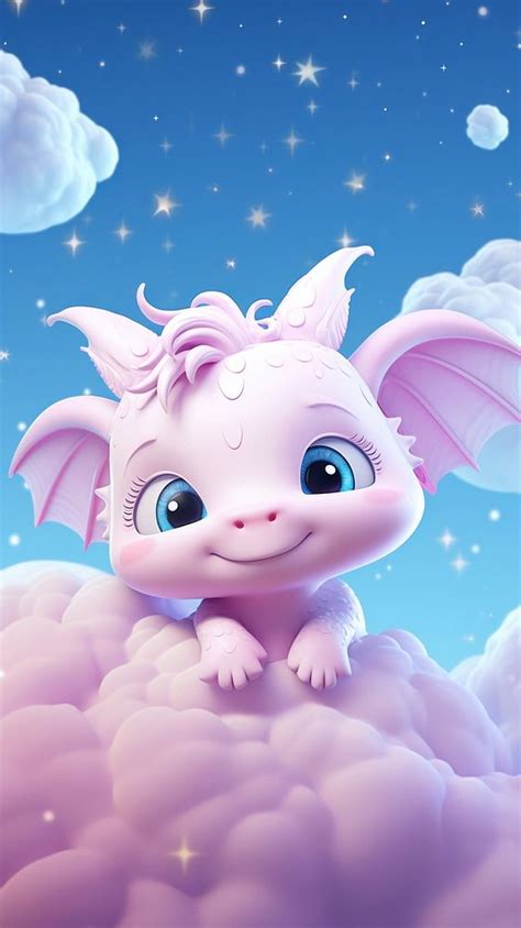 Cute Dragon Dreamy Wallpaper Cartoon Free Photo Illustration Rawpixel
