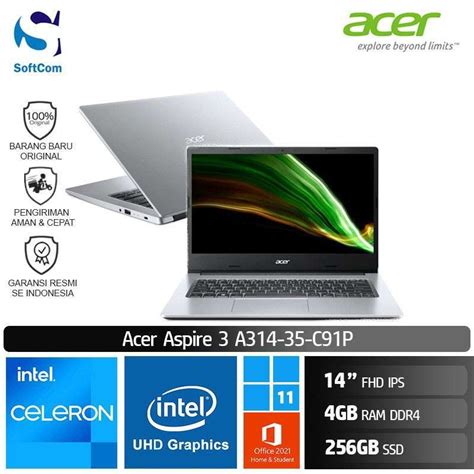 Promo Acer Aspire 3 Slim A314 35 C91p Notebook Celeron N51004gb256gb