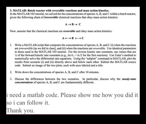 3 Matlab Batch Reactor With Reversible Reactions