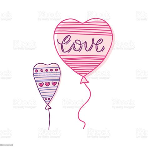 마음의 형태로 풍선 사진 발렌타인 엽서 초대장의 장식 벡터 손 그림 0명에 대한 스톡 벡터 아트 및 기타 이미지 0명 공휴일 구 Istock