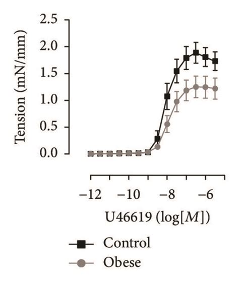 Contractile Ability In Arteries Of Obese Mice Concentration Response