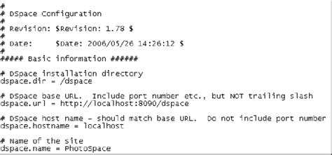 Example Excerpt From DSpace S Main Configuration File Dspace Cfg Download Scientific Diagram