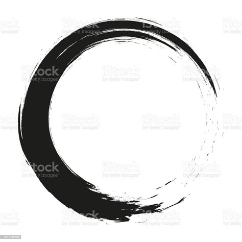 벡터 브러시는 흰색 배경에 페인트원을 스트로크합니다 잉크 손으로 그린 페인트 브러시 원 로고 라벨 디자인 요소 벡터 일러스트레이션 원형에 대한 스톡 벡터 아트 및 기타