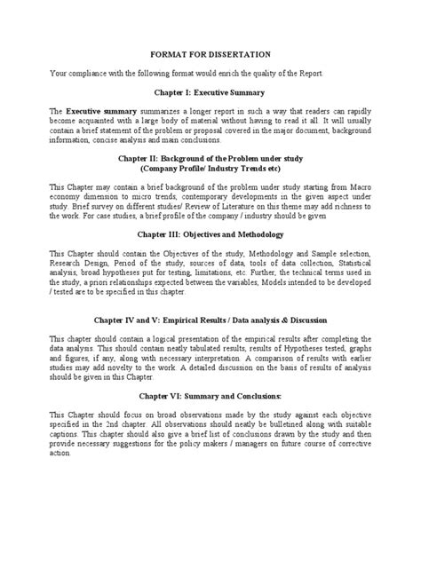 Format For Dissertation Report Thesis Data Analysis