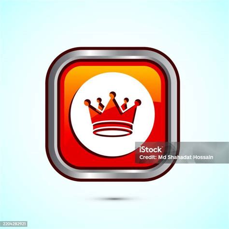 왕관 아이콘 디자인 그림 로얄 크라운 기호 기호 오렌지 색상 사각형 버튼 디자인 공주에 대한 스톡 벡터 아트 및 기타 이미지 공주 권위 금 금속 Istock