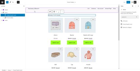 Globalstep Wp 62 Beta Global Styles For Product Results Count Block Fails To Update On