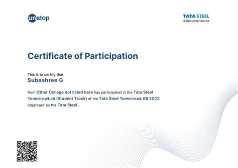 Subashree G On Linkedin Tatasteel Tomorrowlab Unstop Innovation