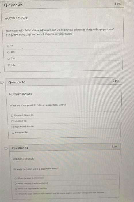 Solved 1 Pts Question 39 MULTIPLE CHOICE In A System With 24 Chegg Com
