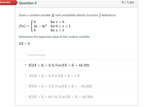 Solved Incorrect Question 5 0 1 Pts Given A Random Variable