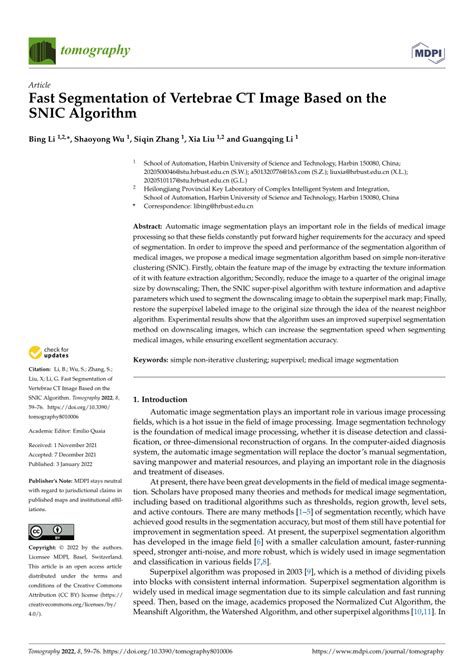 pdf fast segmentation of vertebrae ct image based on the snic algorithm