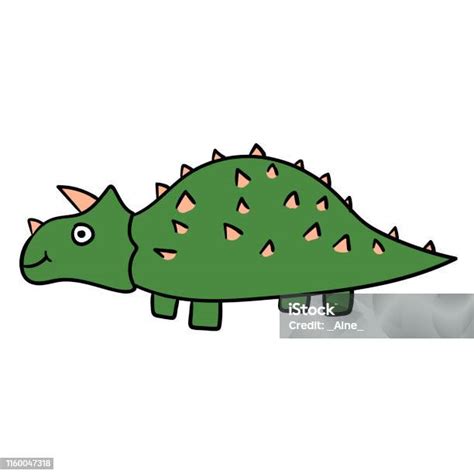 만화 낙서 선형 공룡 흰색 배경에 고립 된 트리케라톱스 벡터 그림입니다 검은색에 대한 스톡 벡터 아트 및 기타 이미지 검은색 공룡 귀여운 Istock