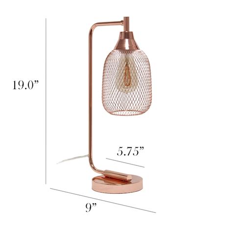 Elegant Designs 19 In Rose Gold Standard Desk Lamp With Metal Shade In