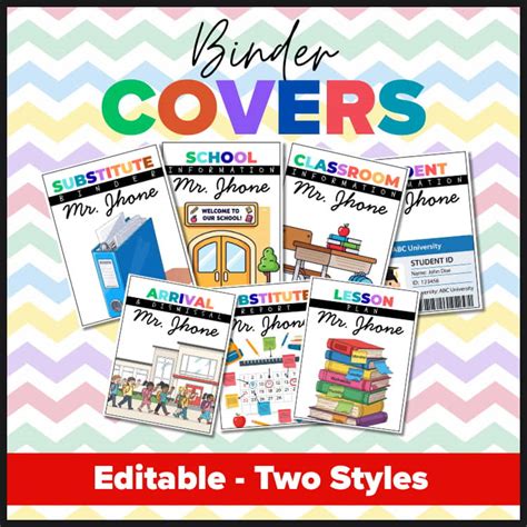 Editable Substitute Binder Section Covers Printable Sub Folder