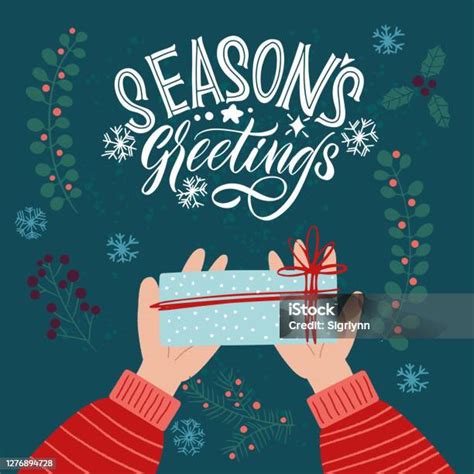 계절의 인사말 손에 선물 인사말 카드 스티커 배너 인쇄물 및 홈 인테리어 장식을위한 훌륭한 글자 Xmas 카드 메리 크리스마스와 새해 복 많은 새해 2021 2021년에