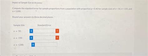 Solved Impoct Of Sample Size On Accuracy Compute Thestandard Chegg Com